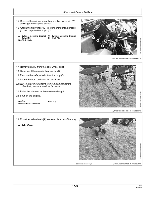 John Deere D625, D630, D636 Series Draper (Export Edition) Operator's Manual (OMFH349000)