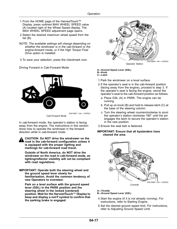John Deere W170 Self-Propelled Windrower (North American) (Serial No ...