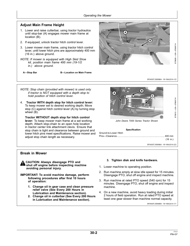 John Deere R240, R280, R310 Rotary Disk Mowers (Serial No. 505447 ...