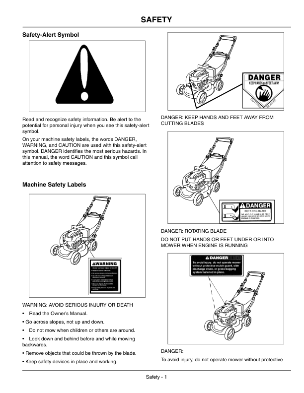 John Deere JS60, JS61, JS63 21-Inch Walk-Behind Rotary Mowers (010001 ...