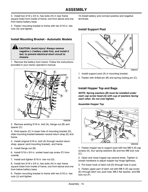 John Deere 2-Bag Sabre Bagger 38-Inch & 42-Inch Mower Decks Operator's ...
