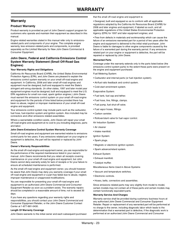 John Deere JS45 Walk-Behind Mower (100001-) Operator's Manual (OMGX23246)