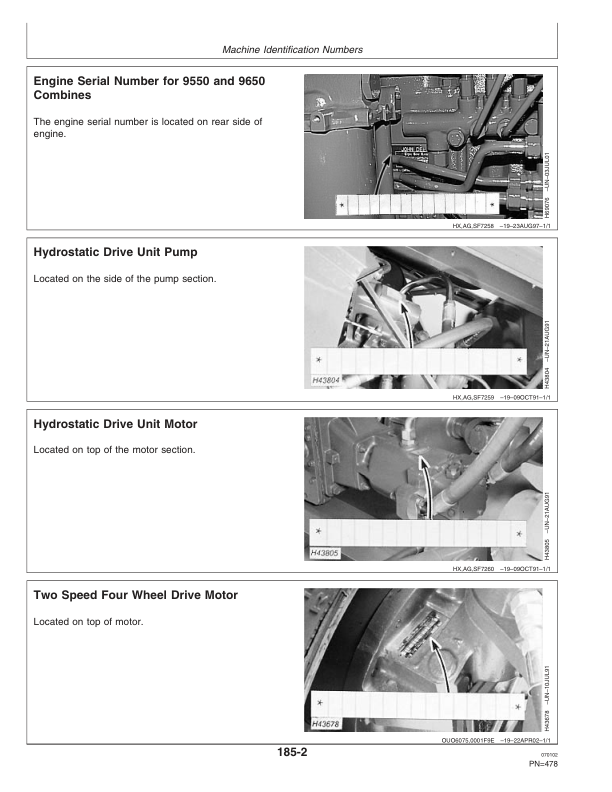 John Deere 9450 Combines (700101-) 9550 Combines (700201-) 9650 ...