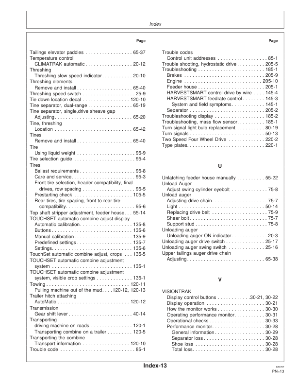 John Deere 9560i STS Combine (720201-) Operator's Manual (OMH228642)