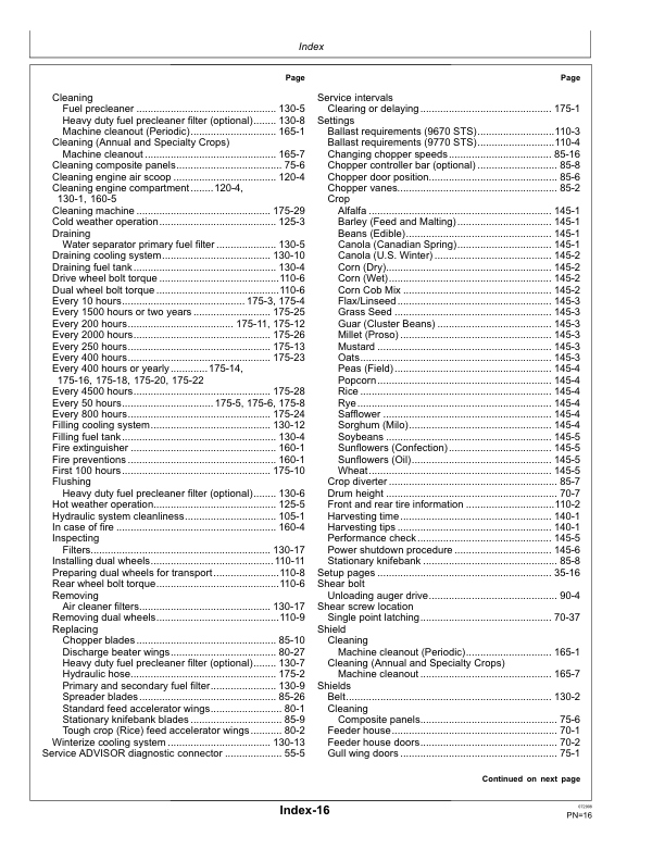 John Deere 9670 STS & 9770 STS Combines North America (730101-735200 ...