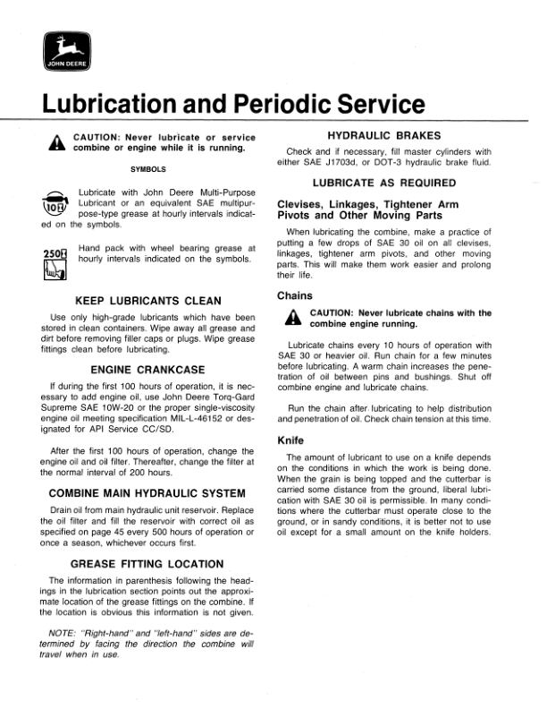 John Deere 6602 Combine Operator's Manual (OMH95658)