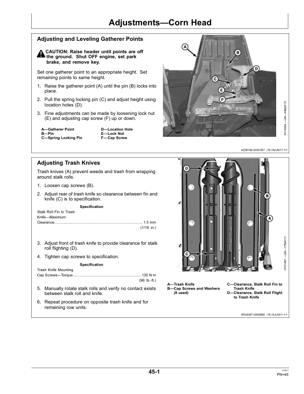 John Deere 700C Series Corn Heads Operator's Manual (OMHXE119105)