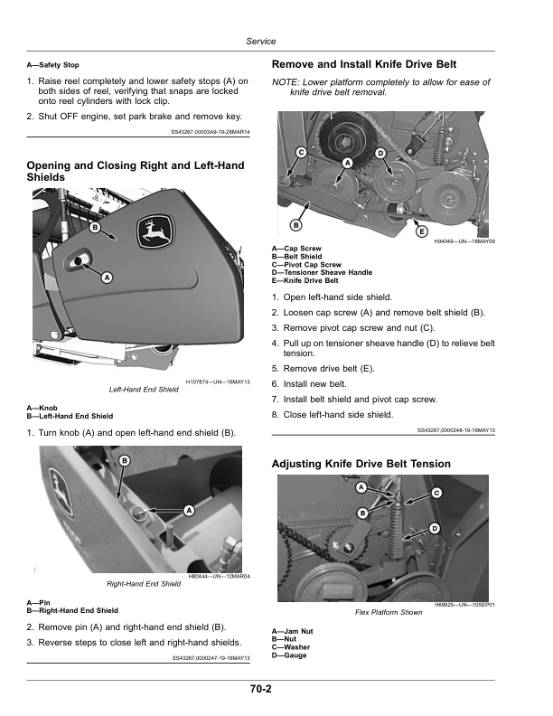 John Deere 620F, 622F, 625F, 630F & 635F Cutting Platforms Operator's ...