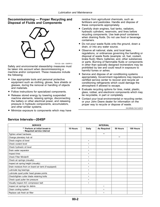 John Deere 204SP Self-Propelled Detasseler (024001-) (North American ...