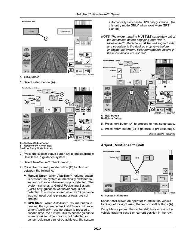 John Deere AutoTrac RowSense, AutoTrac Vision (-MY17) Operator's Manual ...