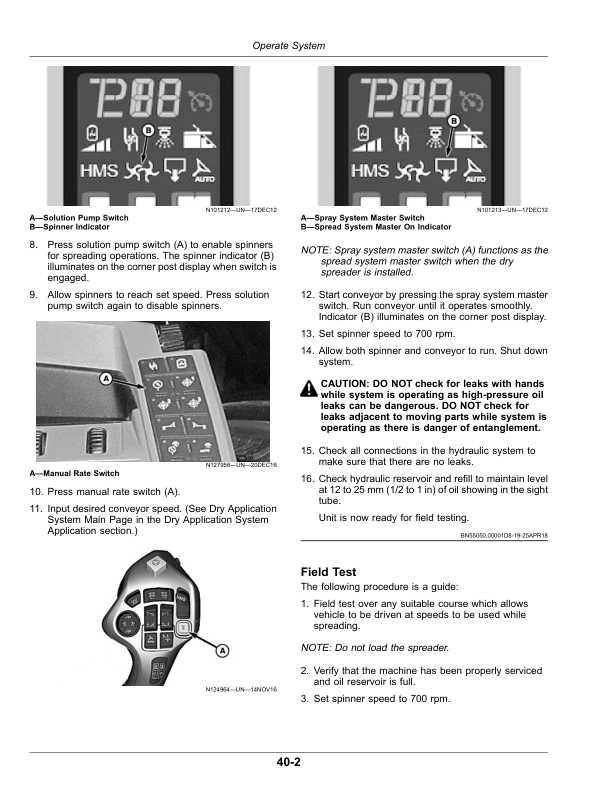 John Deere DN456, DN485 Dry Spinner Spreader Operator's Manual (OMKK64381)