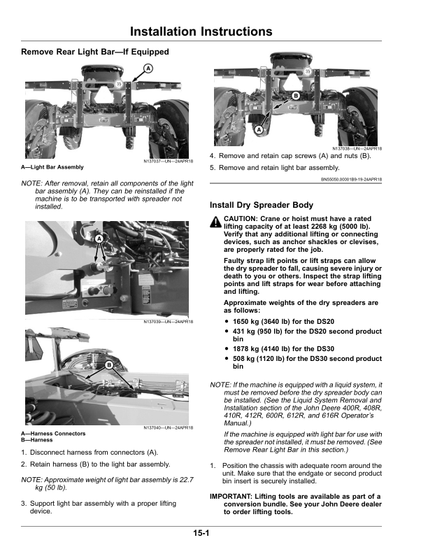 John Deere DS20, DS30 Dry Spinner Spreader (Export Edition) Operator's ...