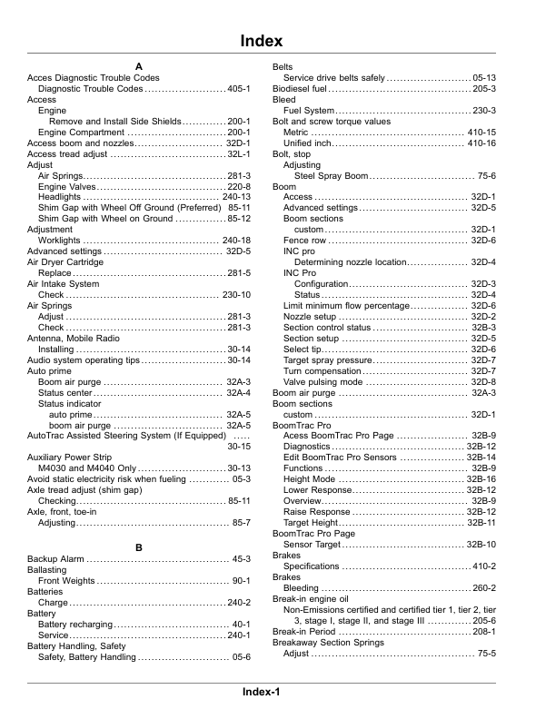 John Deere M4025, M4030, M4040 Self-Propelled Sprayers (240001-250000 ...