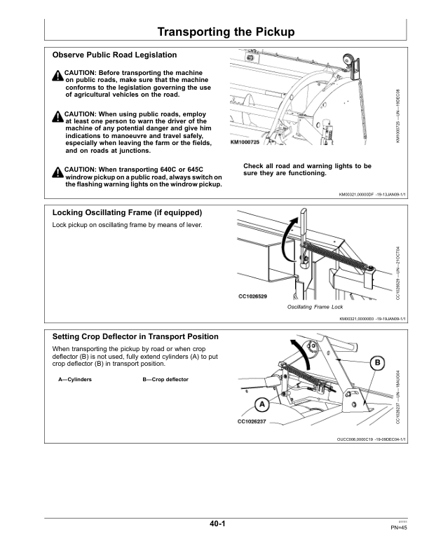 John Deere 630C, 640C & 645C Windrow Pickups Operator's Manual (OMLCA97497)
