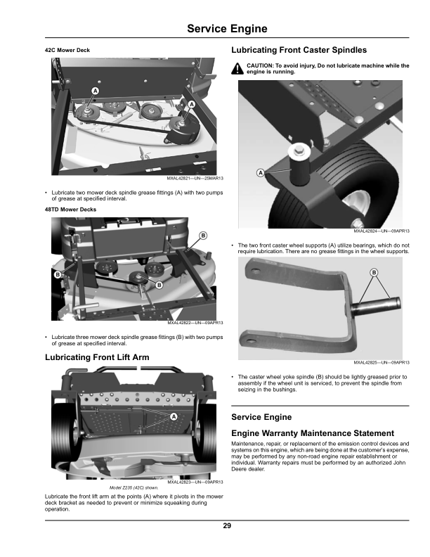 John Deere Z235 & Z255 EZtrak Zero-Turn Mower North & South American ...