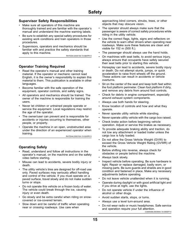 John Deere XUV855D Gator Utility Vehicles Operator's Manual (OMM178610)