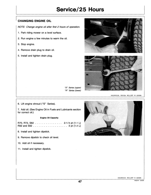 John Deere R70, R72, R92, S82, S92 Riding Mowers Operator's Manual ...