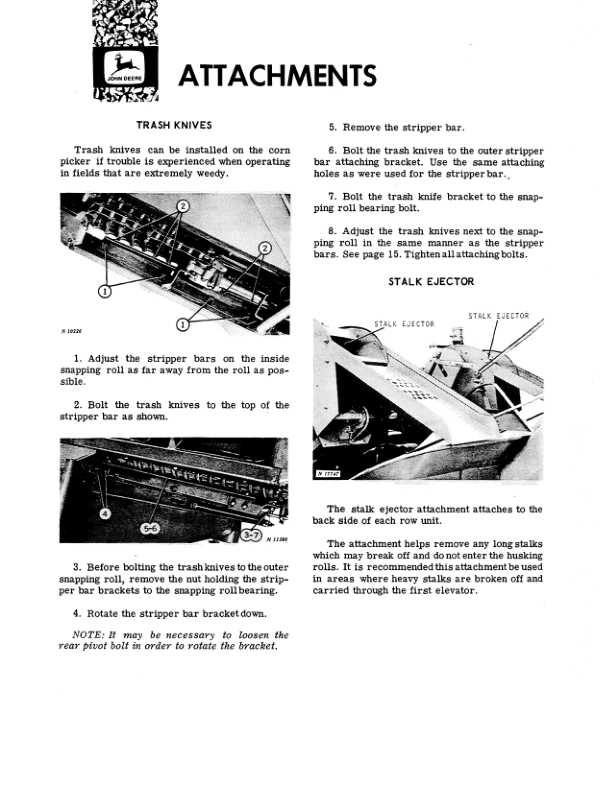 John Deere 237, 237S Corn Picker & Snapper Operator's Manual (OMN159139)