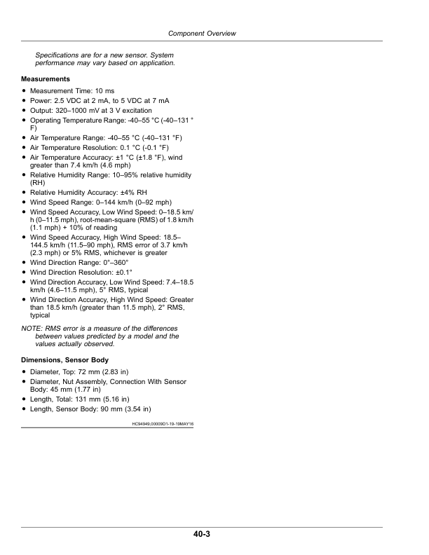 John Deere Mobile Weather (S.N. PCXL01C or D) Operator's Manual ...