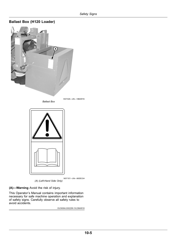 John Deere D120, H120 Loaders Operator's Manual (OMPXX10184)