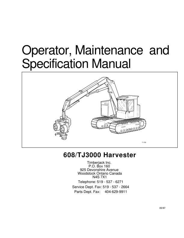 John Deere 608 Tracked Harvesters Operator's Manuals (OMF284678)