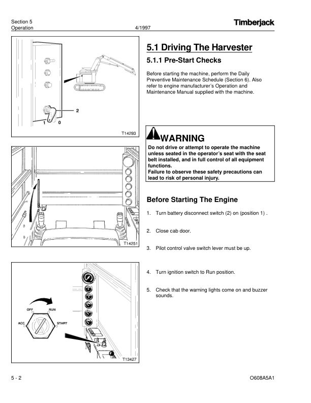 John Deere 608 Tracked Feller Bunchers Operator's Manuals (OMF284726)