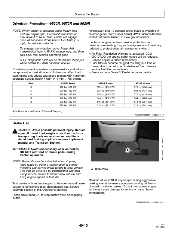 John Deere 9470R, 9520R, 9570R, 9620R Scraper Tractors Operator's ...