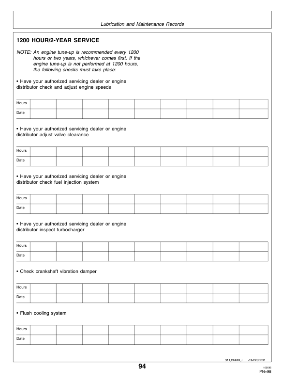 John Deere 6619 OEM Engines - 6619A Operator's Manual (OMRG16877)