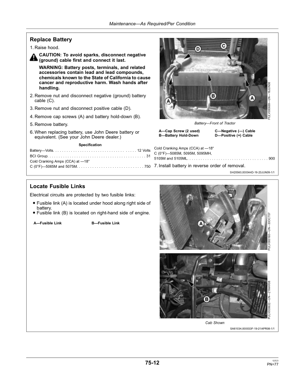 John Deere 5065M, 5075M (Stage IIIB) Tractors Maintenance Guide ...