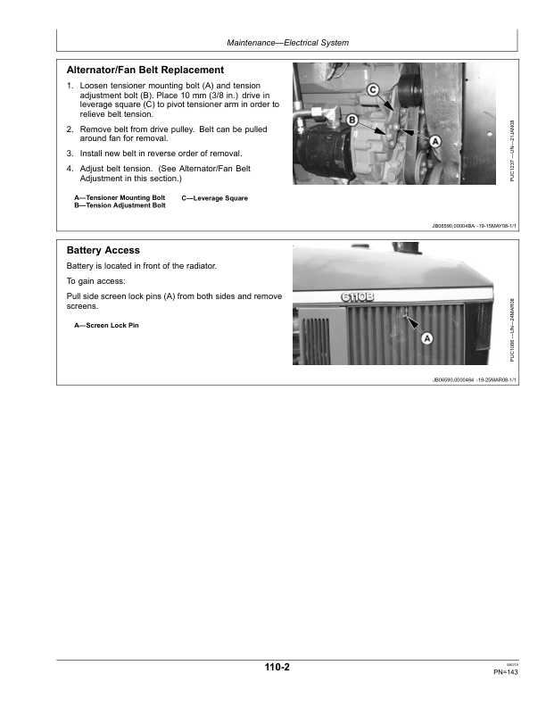 John Deere 6100B, 6110B Tractors Operator's Manual (OMSJ16425)
