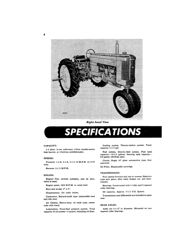 John Deere Model 40 Series Tractor Operator's Manual (OMT2455)