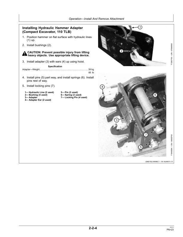 John Deere HH20, HH40, HH60, HH80 Attachments Operator's Manuals ...