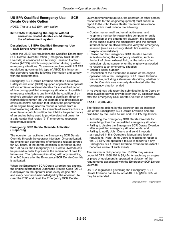 John Deere 315SL Backhoe Loaders Operator's Manuals (OMT426489X19)