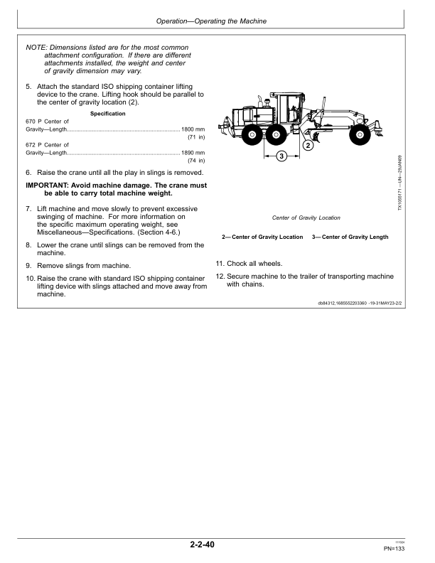 John Deere 670 P, 672 P Motor Graders Operator's Manuals (OMT494131X019)