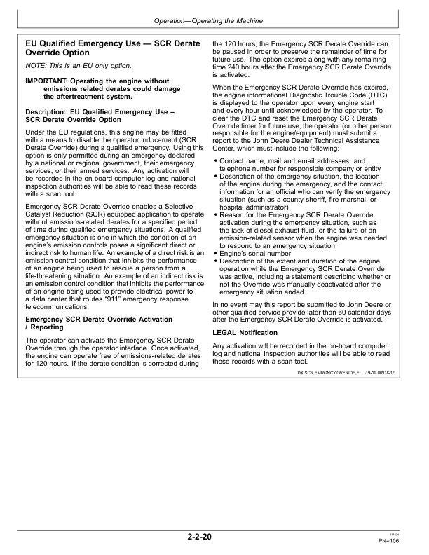 John Deere 320 P Backhoe Loaders Operator's Manuals (OMT497122X019)