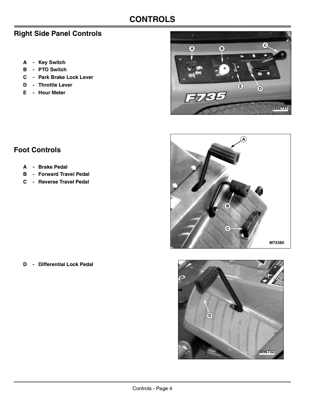 John Deere F735 Front Mowers (010001-) Operator's Manual (OMTCU12448)