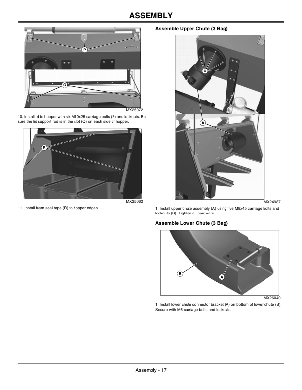 John Deere Blower, Rear Bagger 2, 3 Bag Material Collection System ...