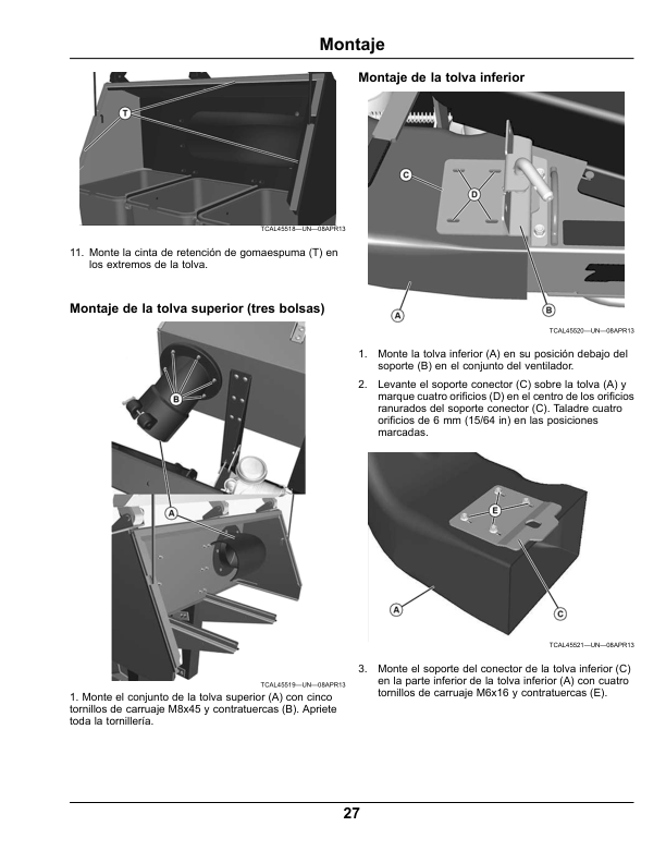 John Deere 2, 3 Bag Blower, Rear Bagger Material Collection System ...