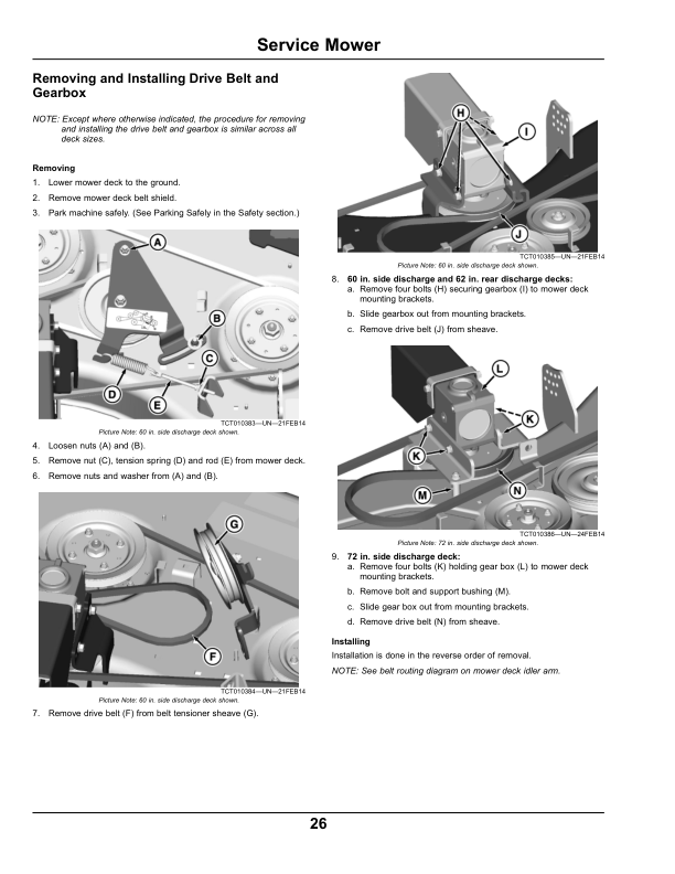 John Deere 60, 72 in. Side Discharge, 62 in. Rear Discharge Mower Decks ...
