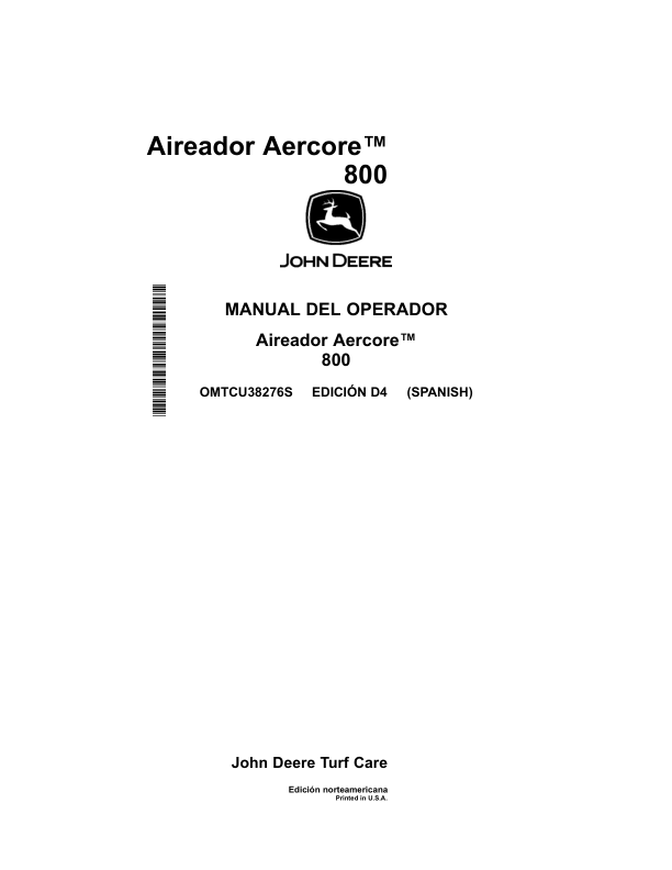 John Deere 800 Aercore Aerator North America (100001-105000) Operator's Manual (OMTCU38276)