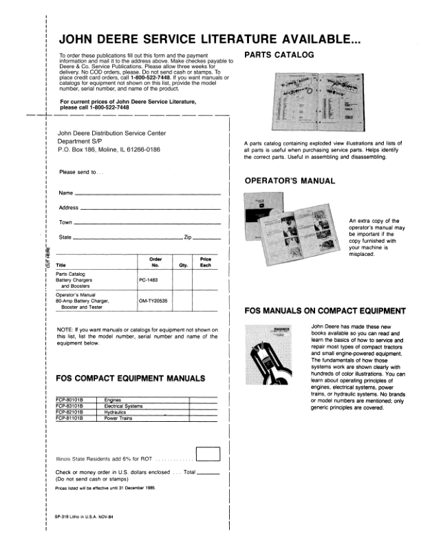 John Deere 80 AMP Battery Charger, Booster & Tester Operator's Manual ...