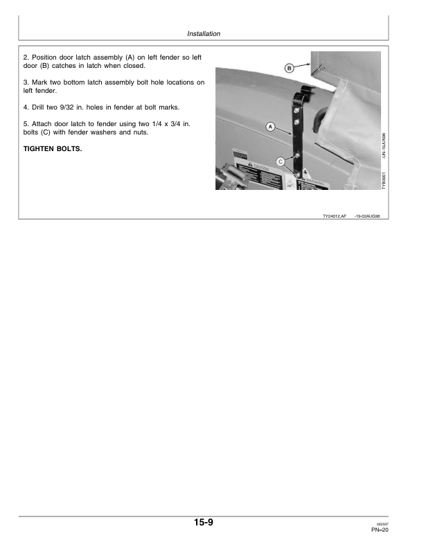 John Deere TY16359, TY16360 Weathershield for 6000 Series Tractors ...