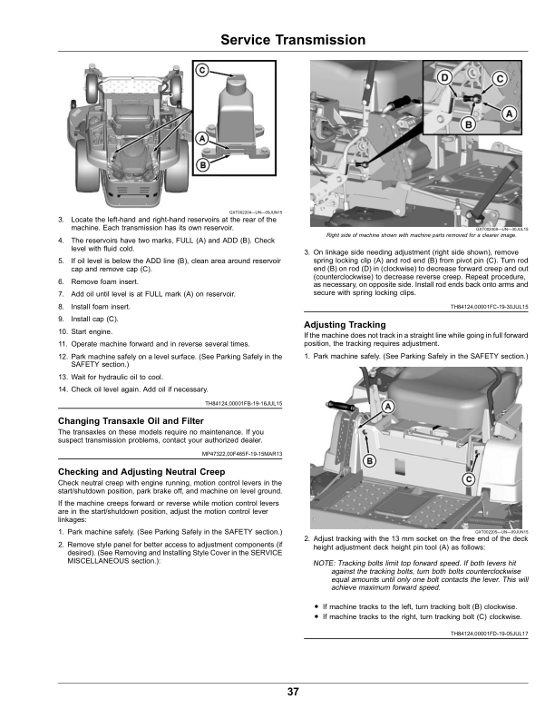 John Deere Z525E, Z535M, Z535R, Z540M & Z540R Ztrak Operator's Manual ...