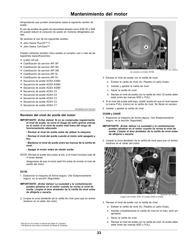 John Deere Z515E, Z530M, Z545R ZTrak (Export Edition) Operator's Manual ...