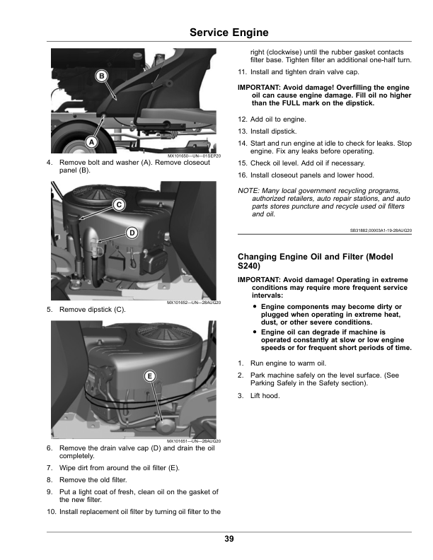 John Deere S220 Riding Lawn Tractor Serial Number 90001-S240 Riding ...