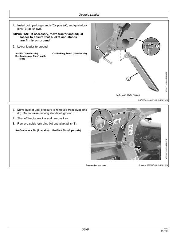 John Deere 305 Loader (52000-) 3032E, 3036E, 3038E (Export ) Operator's ...