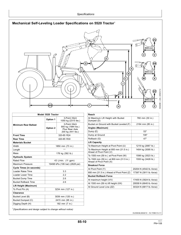 John Deere H240 Loader Operator's Manual (OMW56556)