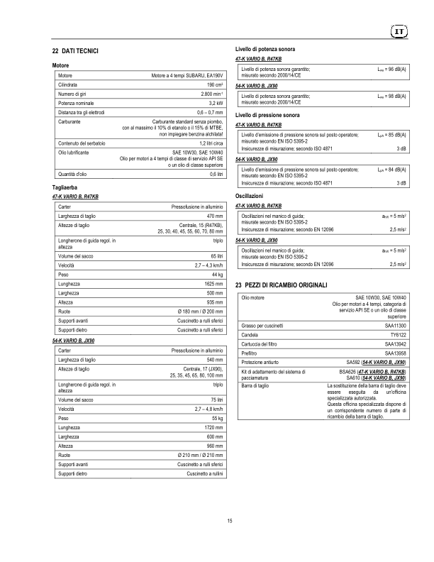 John Deere 47-K VARIO B, 54-K VARIO B, R47KB, JX90 Lawn Mowers Operator ...