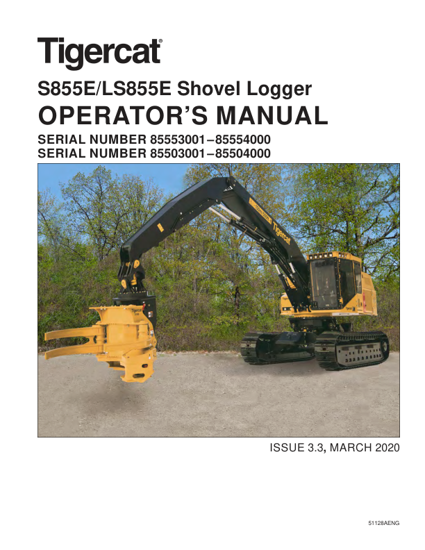 Tigercat S855E, LS855E Shovel Logger Repair Service Manual