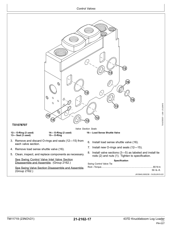 John Deere 437D Knuckleboom Log Loader Service Repair Manual (SN before ...